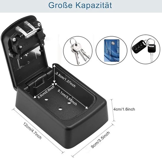 Sleutelkluis met 4-cijferige cijfercode, sleutelkluis, wandsleutelbox ...