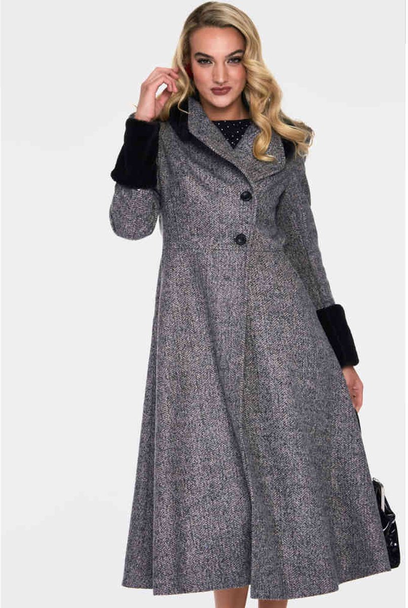 Voodoo Vixen - Erin Grey Faux Fur Trim Winter coat - L - Grijs | bol.com