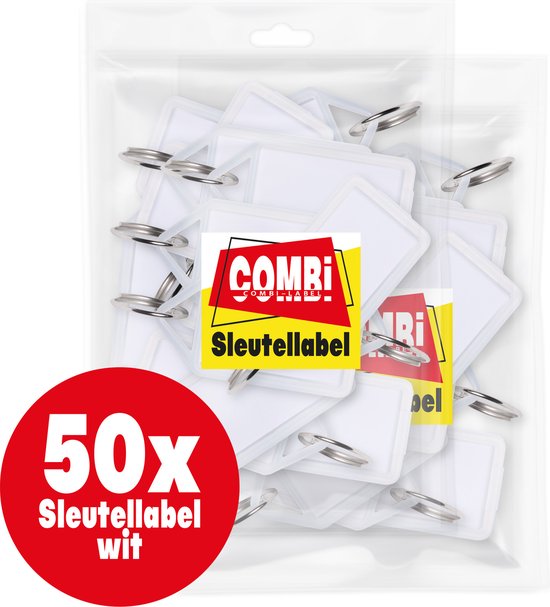 Combi-Label openklapbare Sleutellabels wit met inlay - Sleutelhanger ...