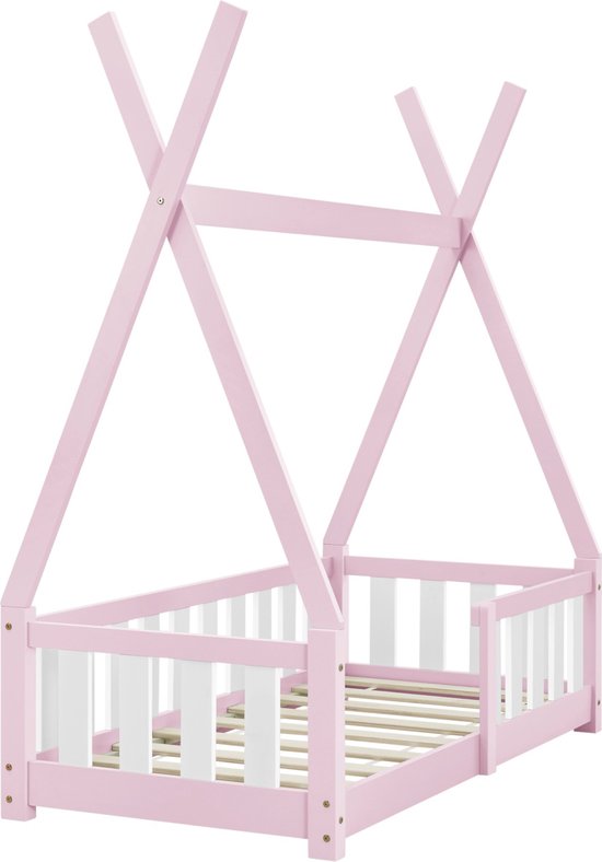 Kinderbed Lennon - Tipi - Met valbescherming - en matras - 70x140 cm ...
