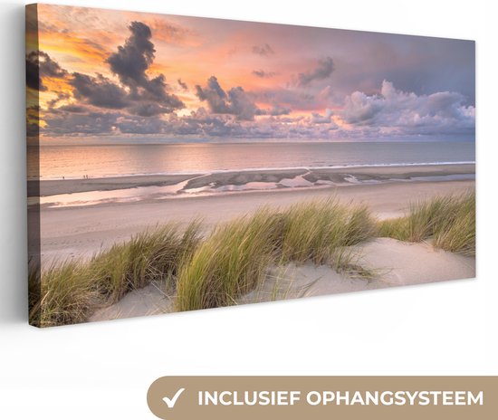 Canvas schilderij duinen en zee 160x80 - Kamer decoratie accessoires strand en... | bol