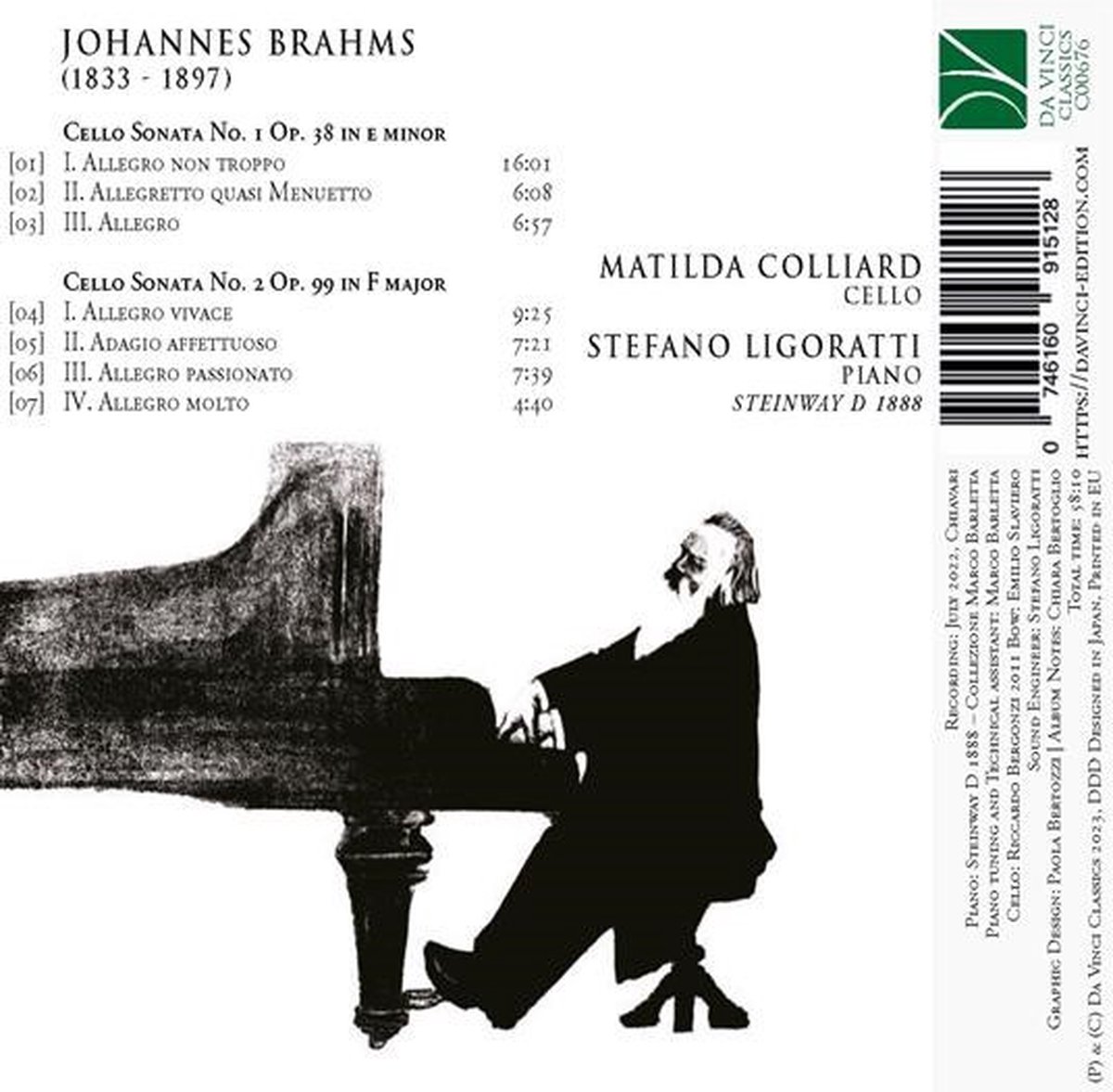 Matilda Colliard & Stefano Ligoratti - Brahms: Cello Sonatas (CD ...