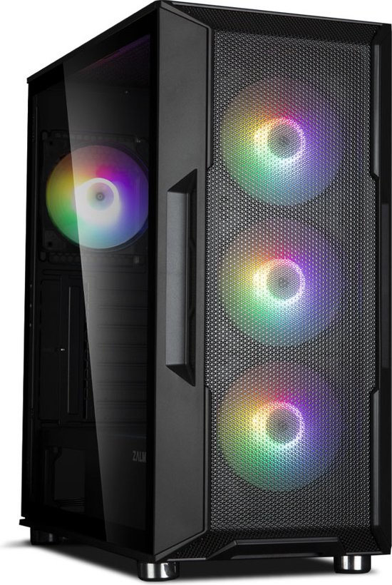 Zalman I3 Neo Black ATX Mid Tower PC Case - Mesh front - 4x RGB LED ...