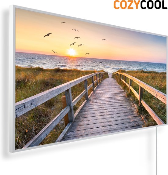 Infraroodpaneel met afbeelding | Prachtig duinenstrand zonsondergang ...