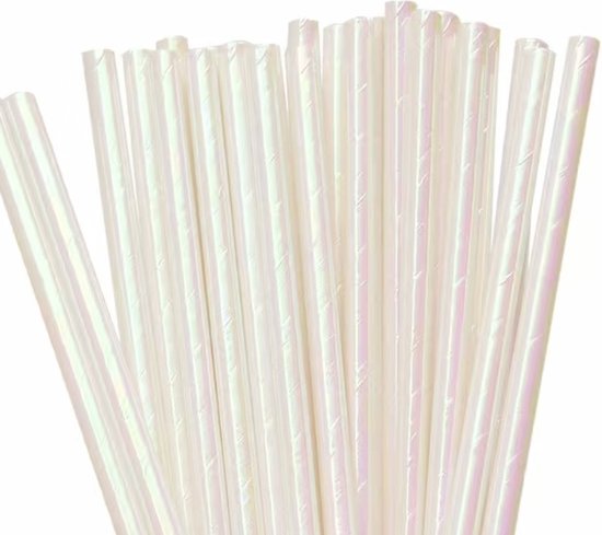 Rietjes stevig Papier (Metallic White) 25 stuks ( lengte 19.7 cm ) | bol