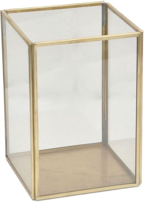 - lantaarn | messing tint | goud/transparant | glas met messing ...