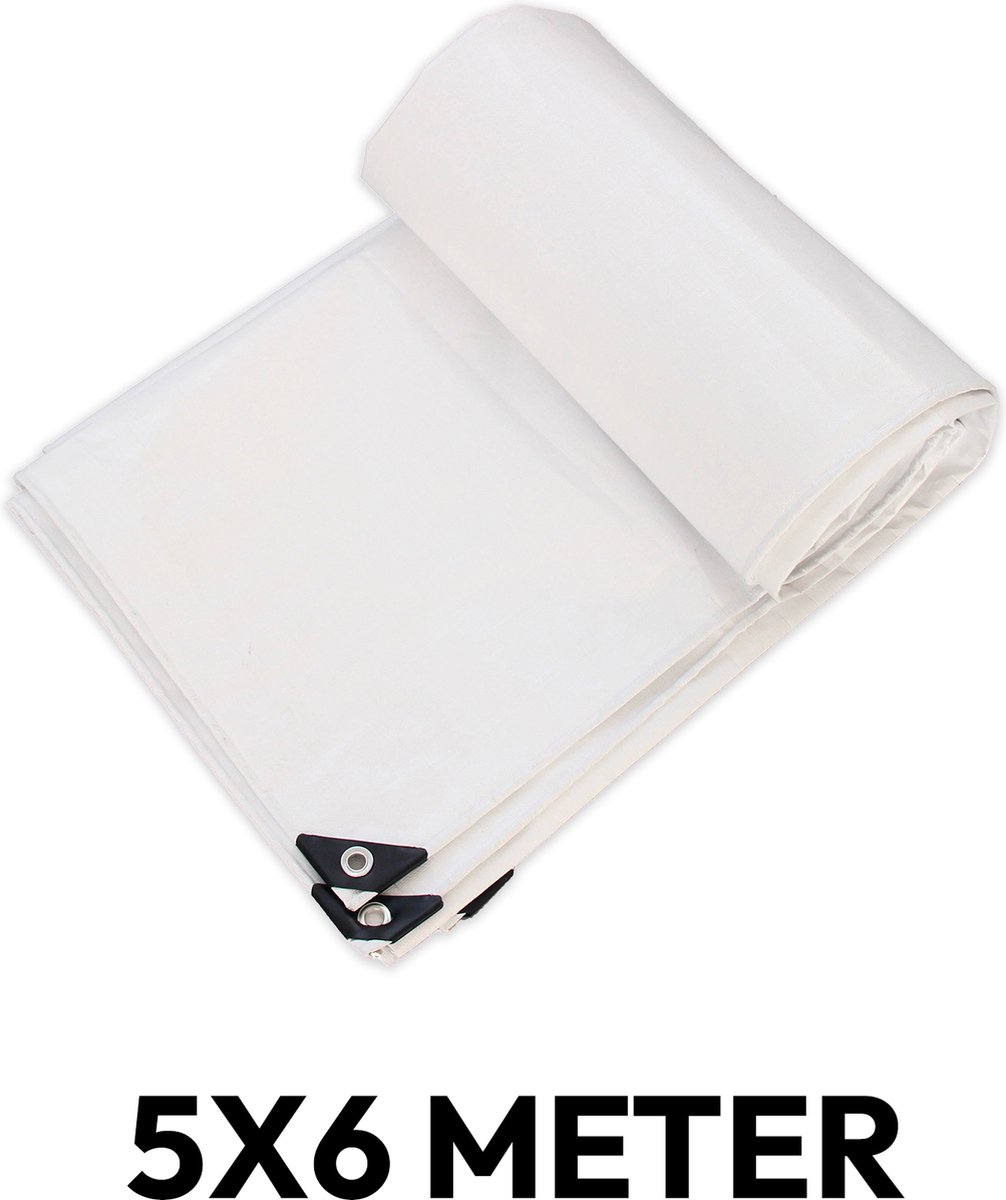 STACK Extra Sterk Afdekzeil | 5 x 6 m - Wit - 150 g/m2 - Bouwzeil ...