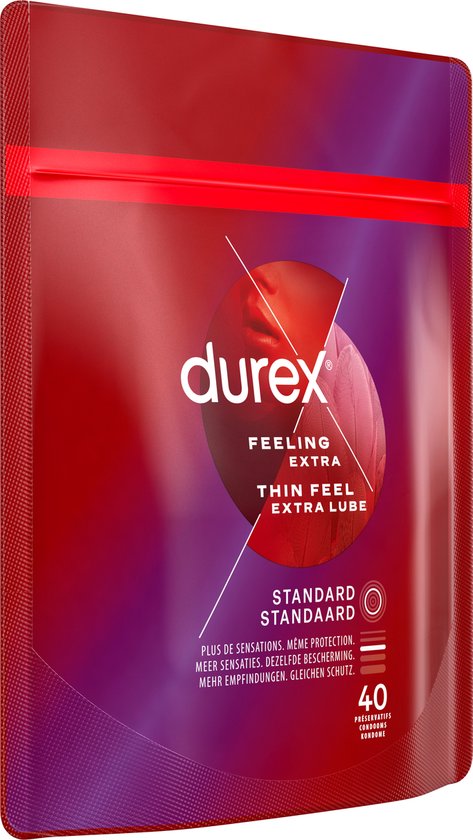 Durex Condooms - Thin Feel Extra Lube - Dun met Extra Glijmiddel - 40 ...