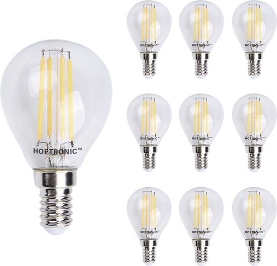 HOFTRONIC - Voordeelverpakking 10X E14 LED FIlament lampen - 4 Watt 470lm - 2700K Warm... | bol