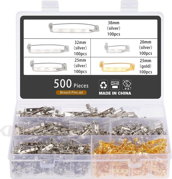 500 PCS Bar Pins Broche Pin Tone Pin Back Sluiting Broche ...