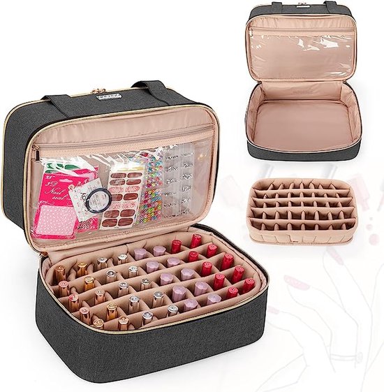 Nagellak Tas- Make-up Tas- Zwart- Reistas- Cosmetische Tas- Beauty ...