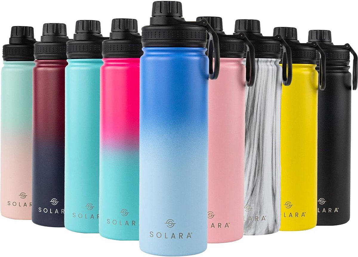 Metalen waterflessen met rietje, 650 ml, vacuüm-geïsoleerde waterfles ...