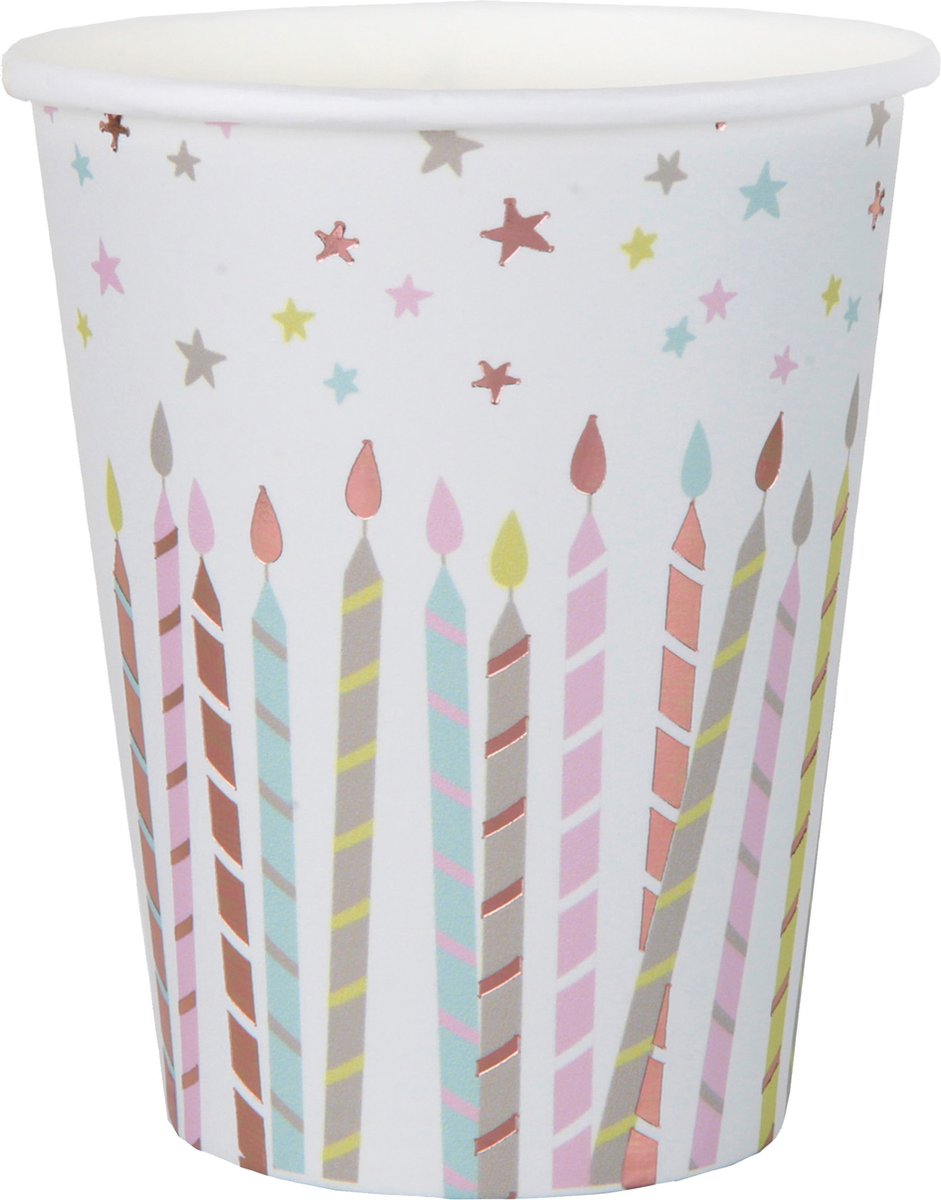 Santex feest bekertjes - verjaardag kaarsjes - 10x stuks - 270 ml ...