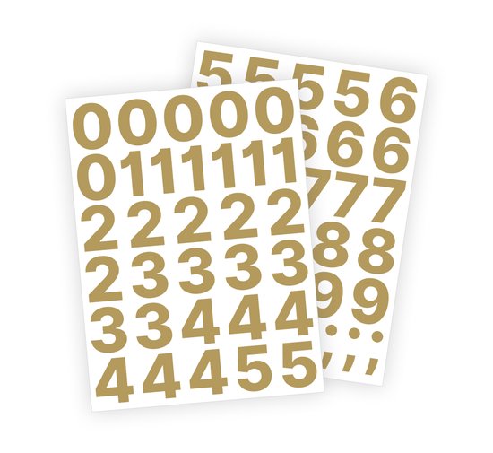 Cijfer stickers / Plaknummers - Stickervellen Set - Metallic Goud - 4cm ...