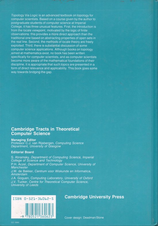 Topology Via Logic, Steven Vickers | 9780521360623 | Boeken | bol