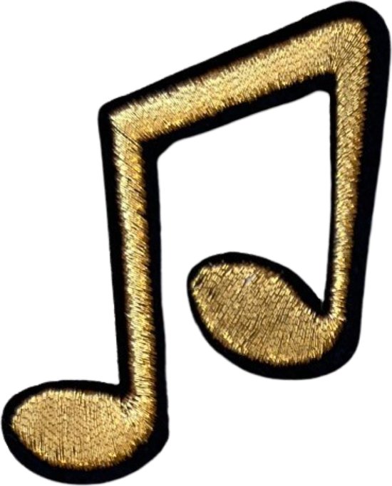 Muzieknoot Strijk Embleem Patch 4.5 cm / 5 cm / Goud Zwart | bol