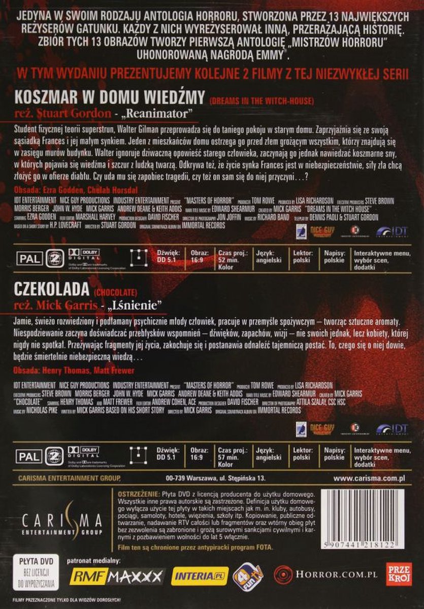 Mistrzowie horroru 3: Koszmar w domu wiedźmy / Czekolada [DVD] (Dvd), Michele Placido... | bol