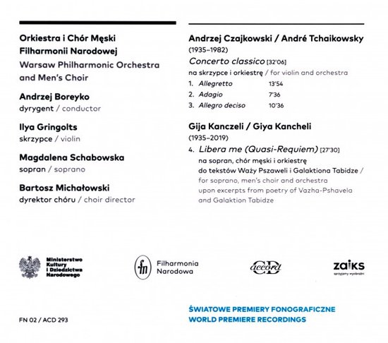 Orkiestra i Chór Fn/Gringolts: Andre Tchaikowsky / Giya Kancheli [CD ...