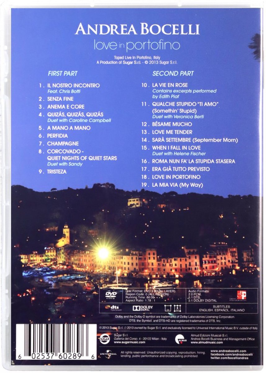 Andrea Bocelli: Love In Portofino (PL) [DVD], Andrea Bocelli | Muziek ...