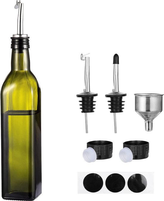 Oliefles, 500 ml olijfolie fles met trechter, automatische ...