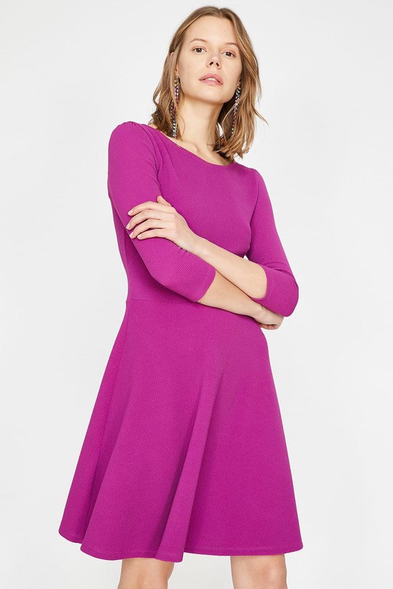 Koton Vrouwen Standaard mouw Boothals Rok met ruches Paarse avond- en ...