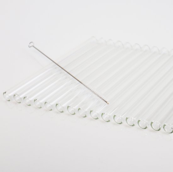 15 stuks extra dikke glazen rietjes- Flamt SlurpT- set van 15 - ⌀15mm - 19cm -... | bol