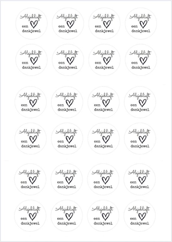 Witte stickers alsjeblieft een dankjewel Ø 40mm - 48 stuks | bedankt ...