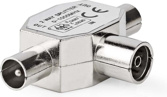 Nedis Satelliet- en Antenne-Adapter - 2x Coax Male - IEC (Coax) Female - Vernikkeld -... | bol