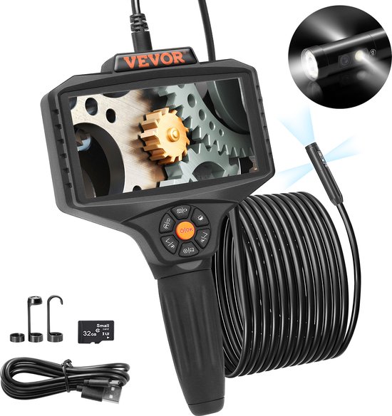 VEVOR Inspectiecamera met Halfstijve Kabel van 5 M-5 inch IPS Scherm en ...
