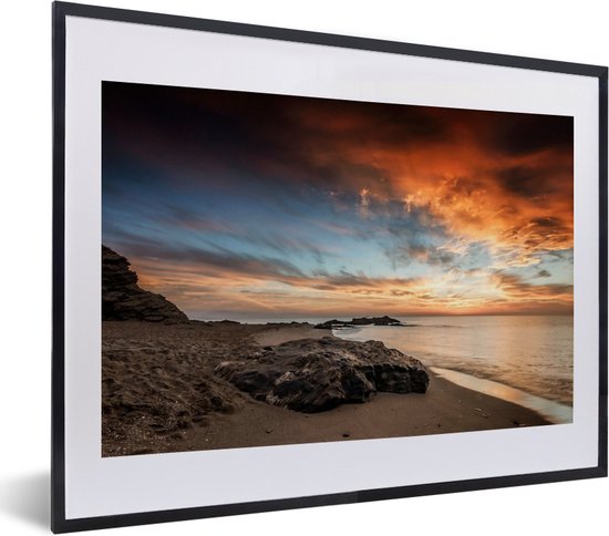Fotolijst incl. Poster - Strand - Stenen - Avond - Lucht - Natuur ...