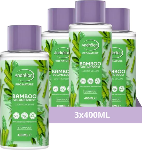 Andrélon Pro Nature Bamboo Volume Boost Shampoo 400 ml - 3 Stuks ...