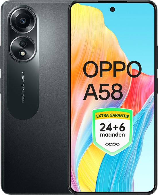 OPPO A58 - 128GB - Glowing Black - Extra Garantie 24+6 Maanden! | bol