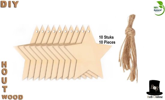 Bob Online™ - 10 Stuks – Houten Ster Vormen – Kerstversiering Sterren ...