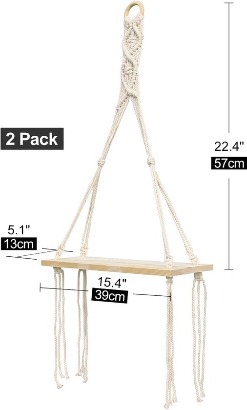Wandplank houten wandplank macramé hangplank boho schommel ...