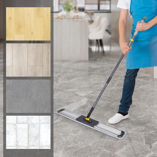 Vloermop, platte dweil met 154 cm telescopische steel, 80 cm brede ...