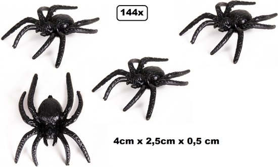 144x Creepy zwarte spin 4cm - Spinnen - Halloween thema feest griezel ...