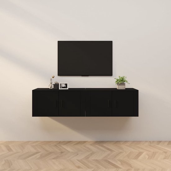 Tv meubel aan de muur 80x34,5x40 cm spaanplaat zwart | bol.