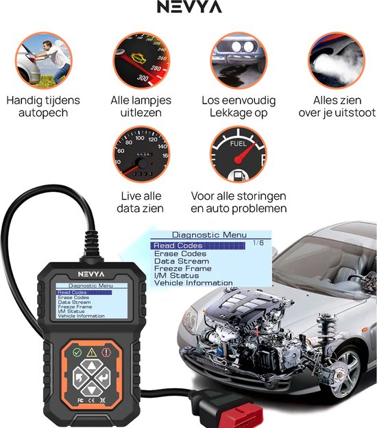 Nevya | Obd2 Scanner | Auto uitleesapparaat | OBD2 | Uitleesapparatuur ...