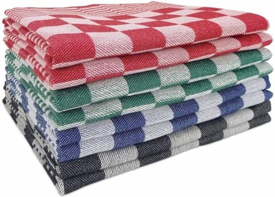 Geblokte - theedoek - zwart - wit - pompdoek - set 6 stuks - 100% ...