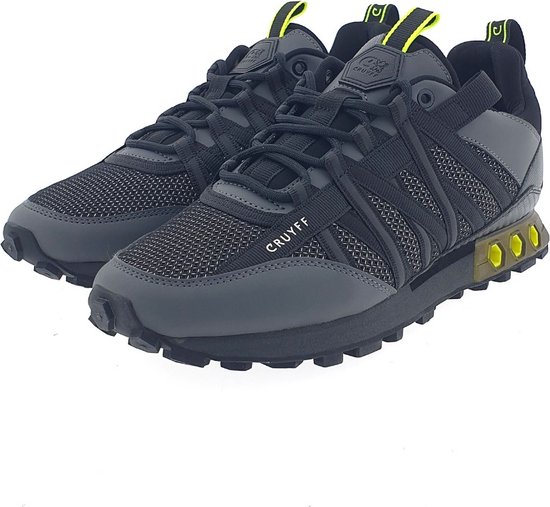 Cruyff Fearia Hex Sneakers Heren Grijs/Zwart/Geel - Maat: 41 | bol