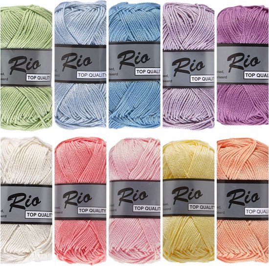 Lammy yarns Rio katoen garen pakket - pastel regenboog kleuren - 10 ...