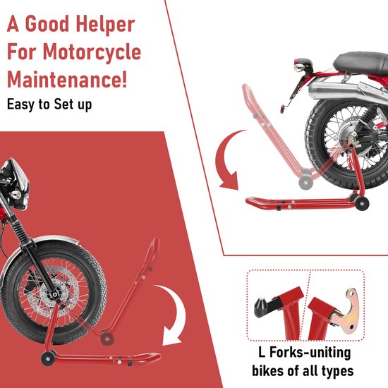 Motorfiets voorwiel Standaard Rood Wielblok Motorfietsstandaard Motor | bol