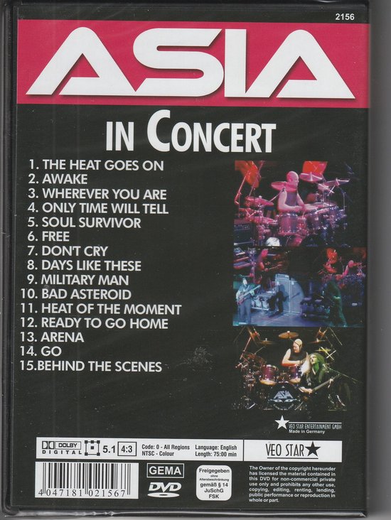 DVD Asia - In Concert, Asia | Muziek | bol