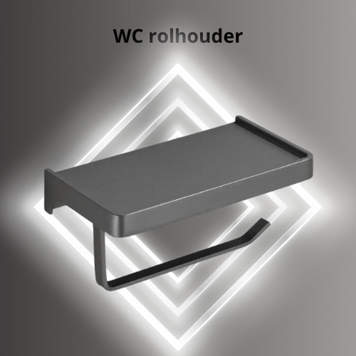 Wc Rolhouder met Plankje - Stijlvolle Toiletrolhouder – Zonder boren ...