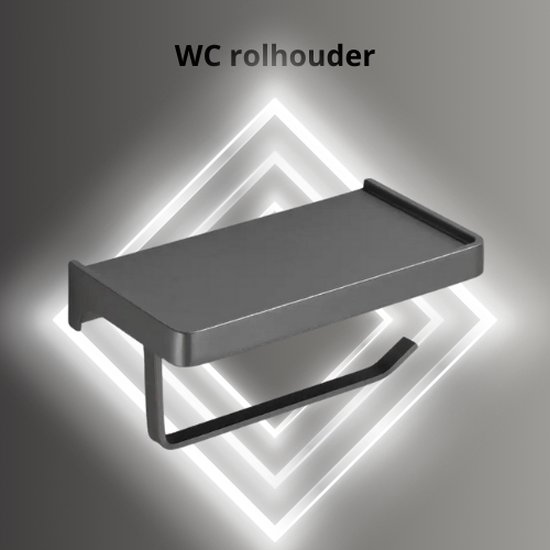 Wc Rolhouder met Plankje - Stijlvolle Toiletrolhouder – Zonder boren ...