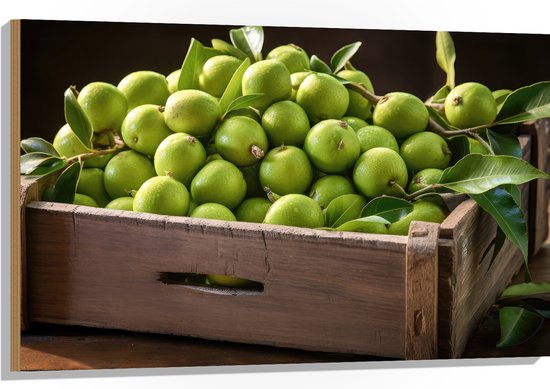 Hout - Krat - Hout - Eten - Limoen - Groen - 105x70 cm - 9 mm dik ...