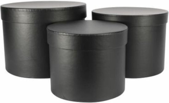 Ronde dozen set - Zwart - 3 dozen - Hoedendozen - knutseldozen - Karton ...