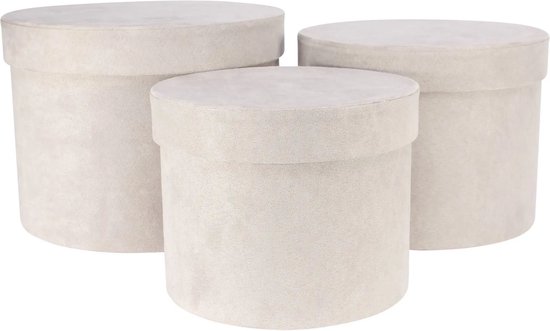 Ronde dozen set - Grijs - 3 dozen - Hoedendozen - Velvet | bol