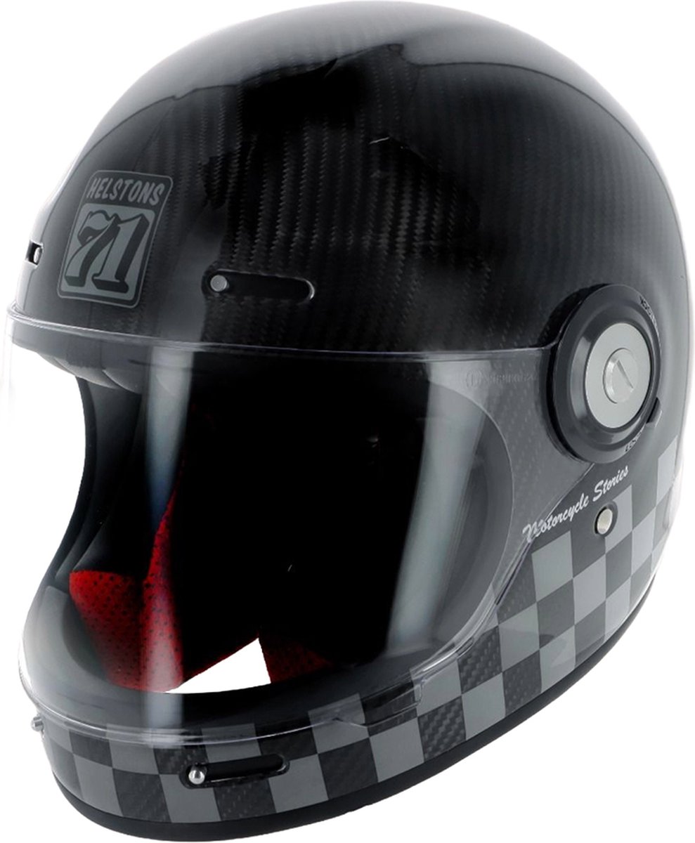 Helstons Course Carbon Black (White) Full Face Helmet - Maat XXL - Helm ...