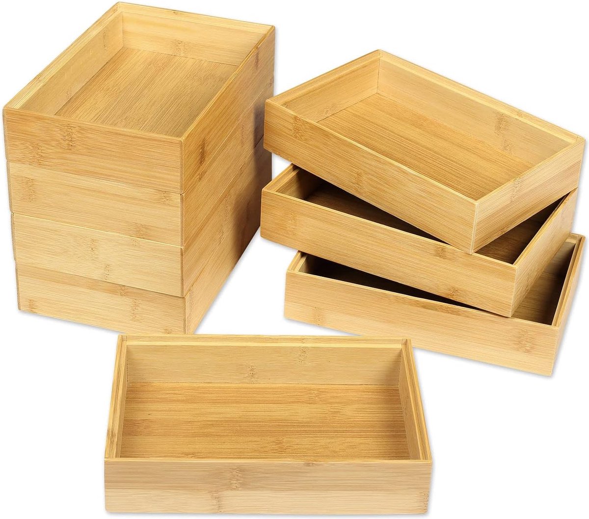8 stuks opbergdozen van bamboe 4 verschillende maten laden organizer ...